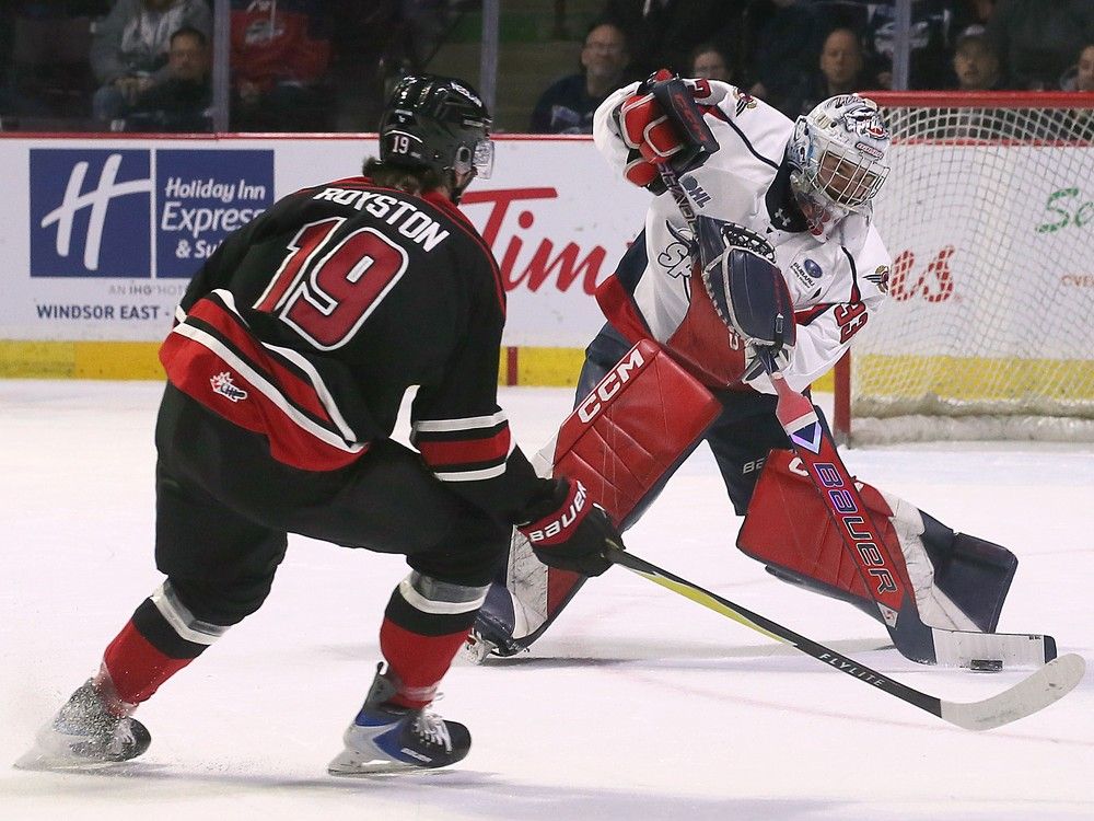 Windsor Spitfires’ goalie Joey Costanzo rose to the occasion. | Windsor ...